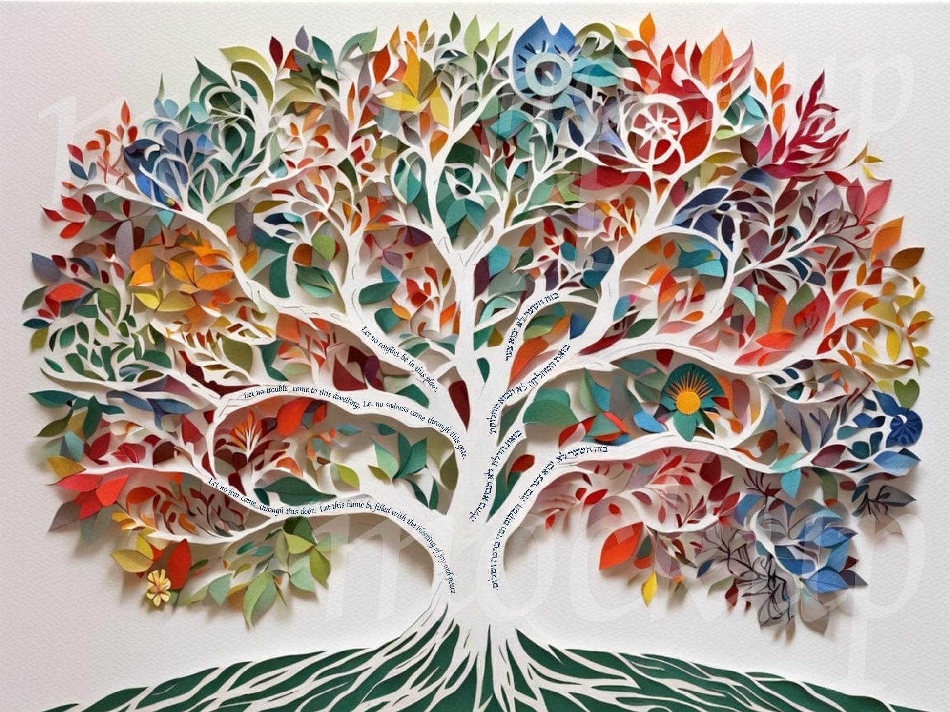 Tree of Life Birkat HaBayit Wall Art – Jewish Style Blessing Print – H ...